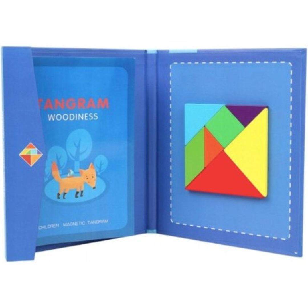 Tangram Puzzel - Vos - Blauw - 96 Puzzels - Magneetboek - Houten Puzzel ...